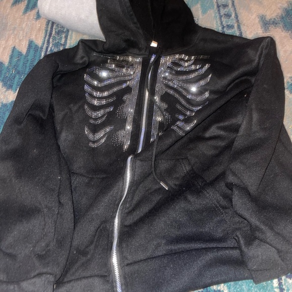 Jackets & Coats | Rhinestone Skull Zip Up | Poshmark